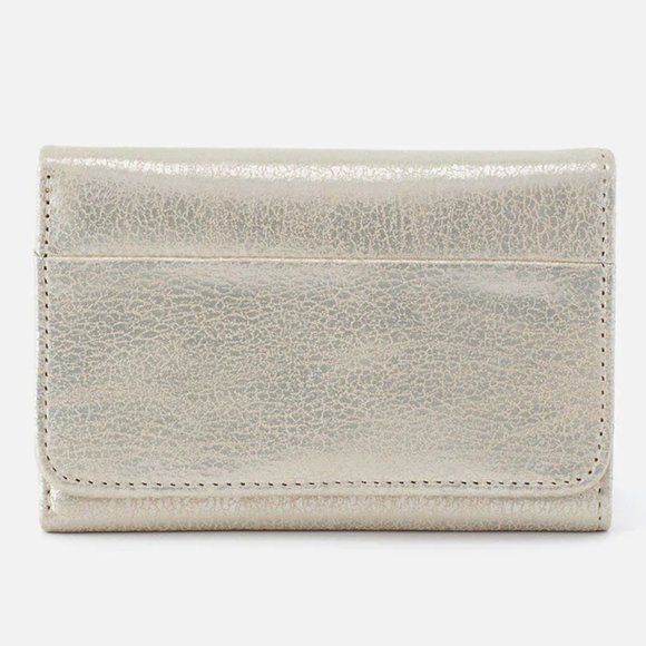 Bags | Nwt New Hobo Jill Trifold Wallet Pearled Silver Leather Retired ...